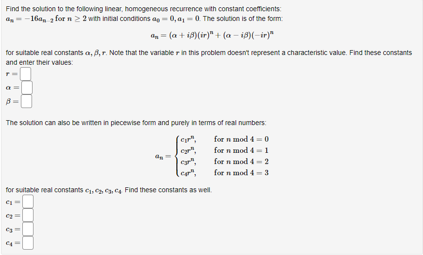 Solved Find the solution to the following linear, | Chegg.com
