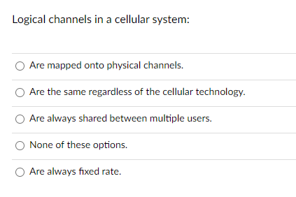 Solved Logical channels in a cellular system: Are mapped | Chegg.com