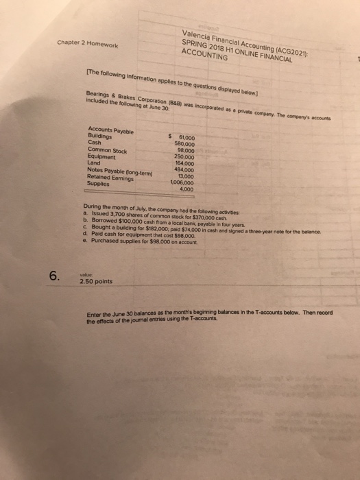 Solved Valencia Financial Accounting (ACG2021): SPRING 2018 | Chegg.com