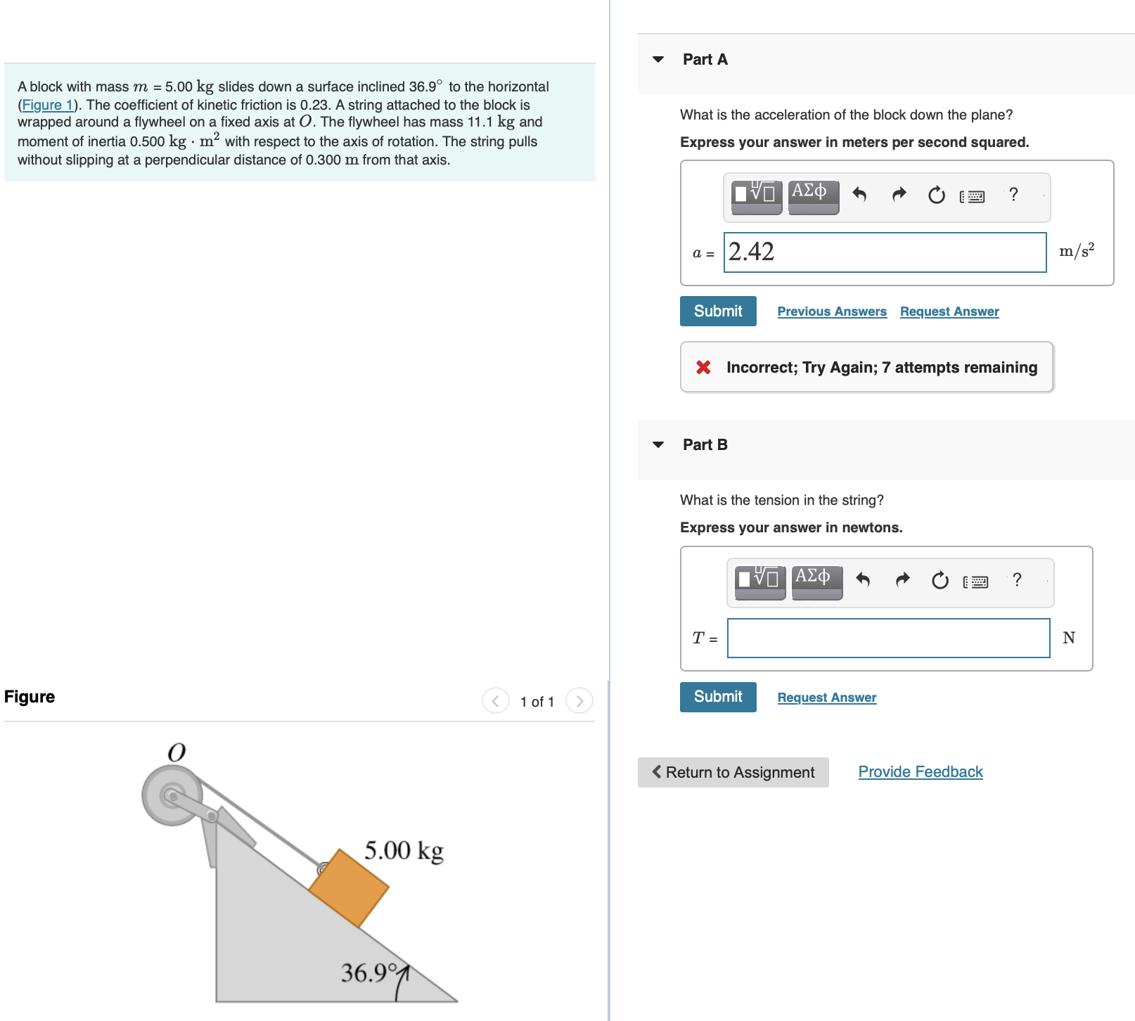 Solved A block with mass m=5.00kg ﻿slides down a surface | Chegg.com