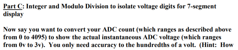 Solved Part B: Integer and Modulo Division to isolate ADC | Chegg.com