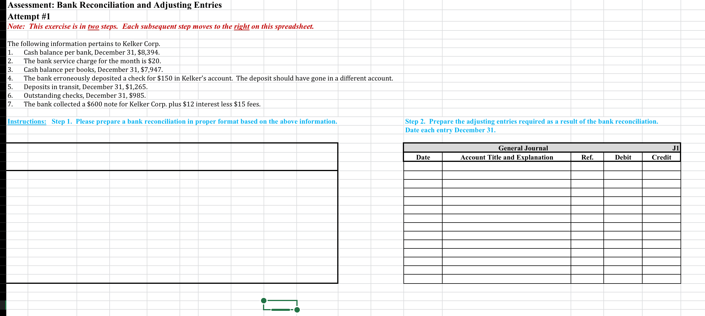 Solved Assessment: Bank Reconciliation and Adjusting | Chegg.com