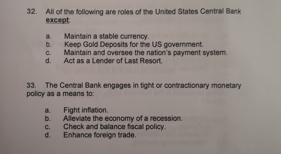 Solved 32. All of the following are roles of the United | Chegg.com