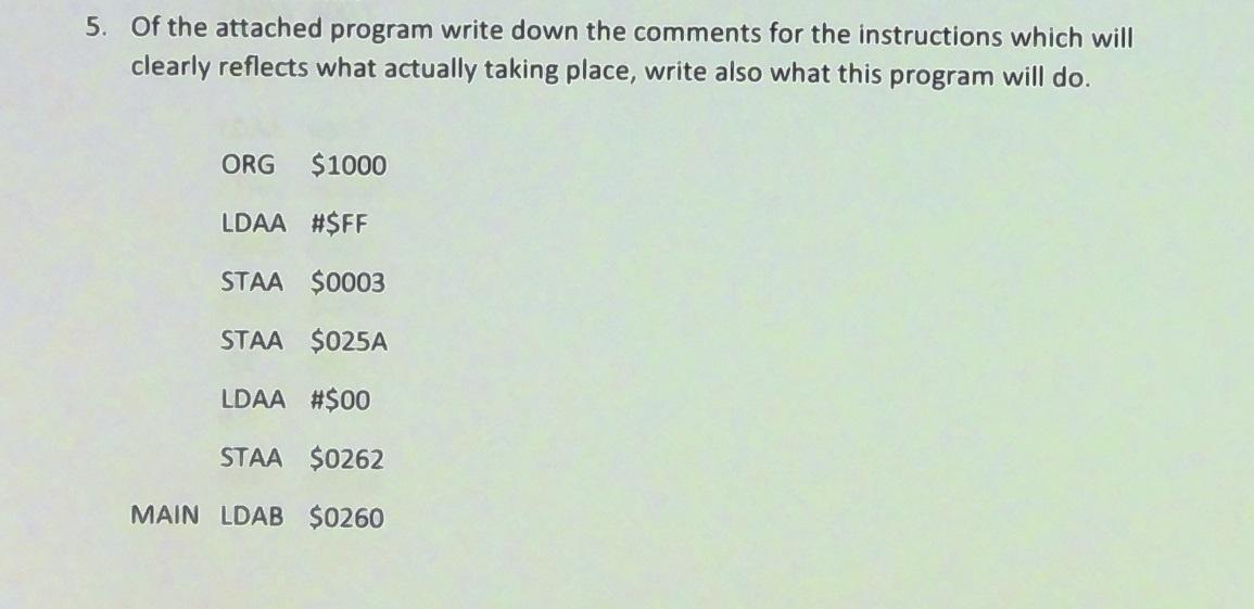 Solved Write down brief comments of this Assembly Language | Chegg.com