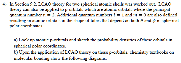 4) In Section 9.2, LCAO theory for two spherical | Chegg.com