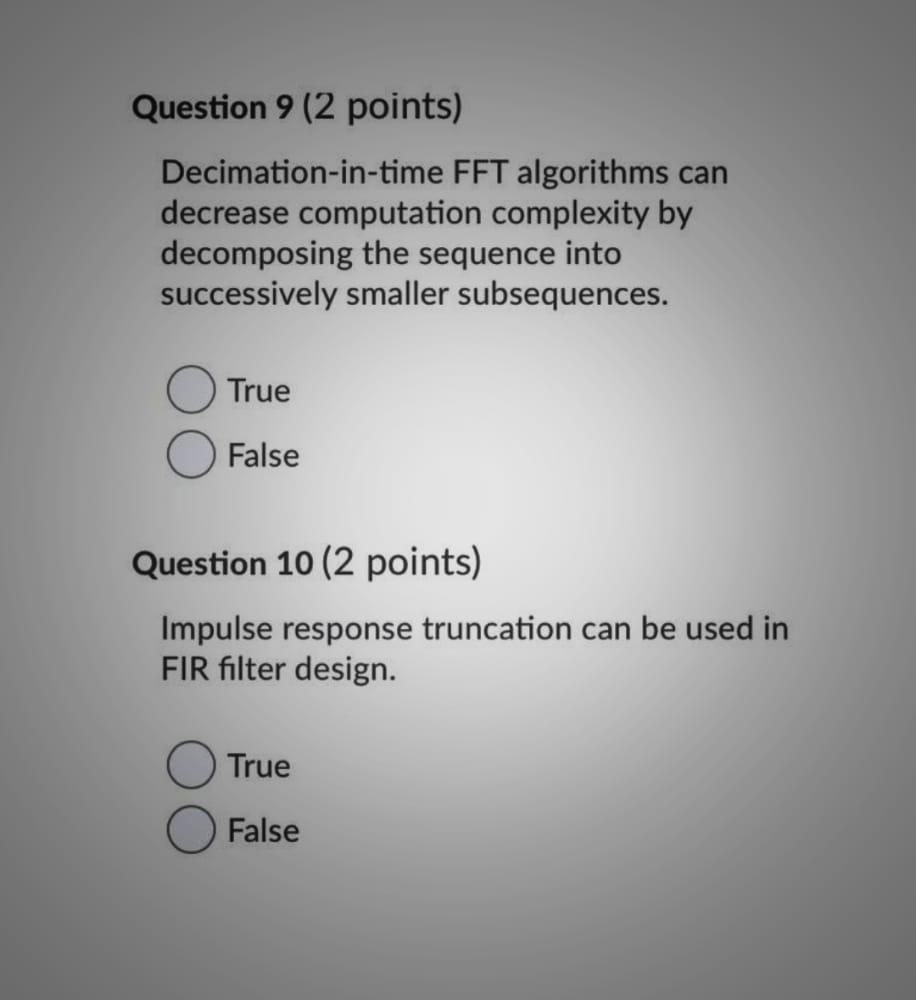Solved Question 9 (2 points) Decimation-in-time FFT | Chegg.com