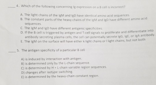 Solved 4. Which of the following concerning lg expression on | Chegg.com