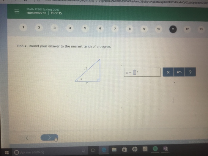 Solved Find x. Round your answer to the nearest tenth of a | Chegg.com
