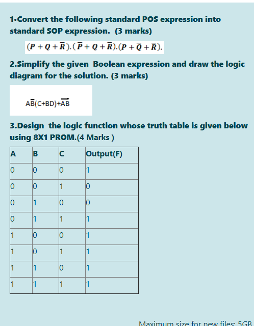 Solved 1.Convert the following standard POS expression into | Chegg.com