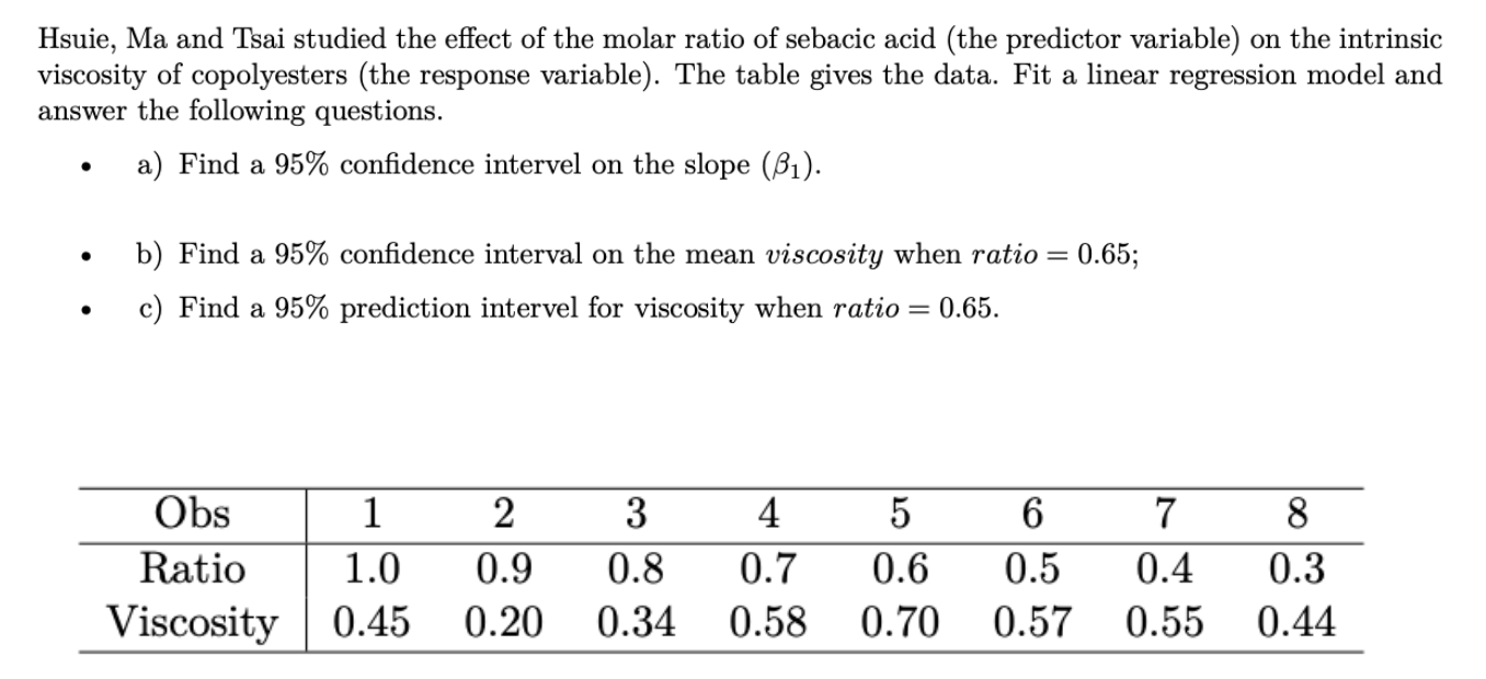 Solved Hsuie, Ma and Tsai studied the effect of the molar | Chegg.com