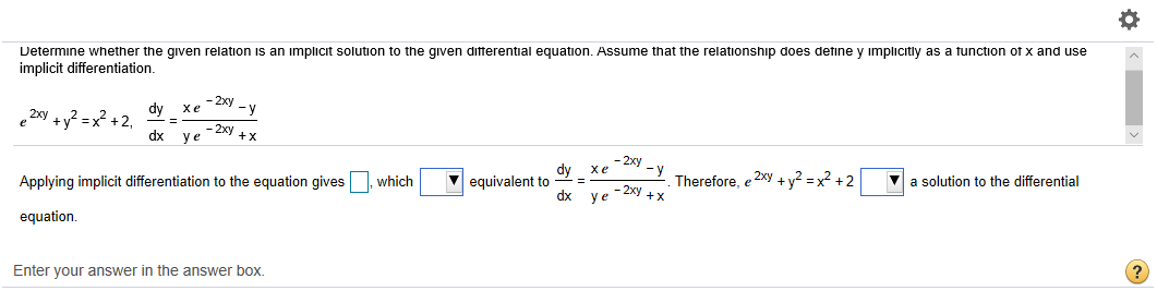 Solved Determine whether the given relation is an implicit | Chegg.com