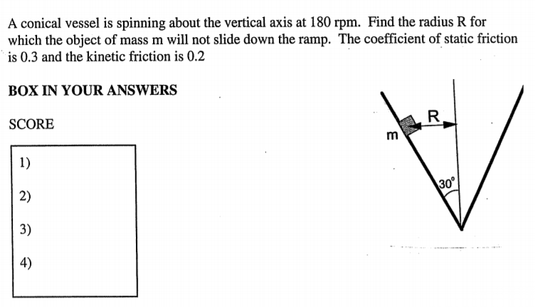Solved A conical vessel is spinning about the vertical axis | Chegg.com