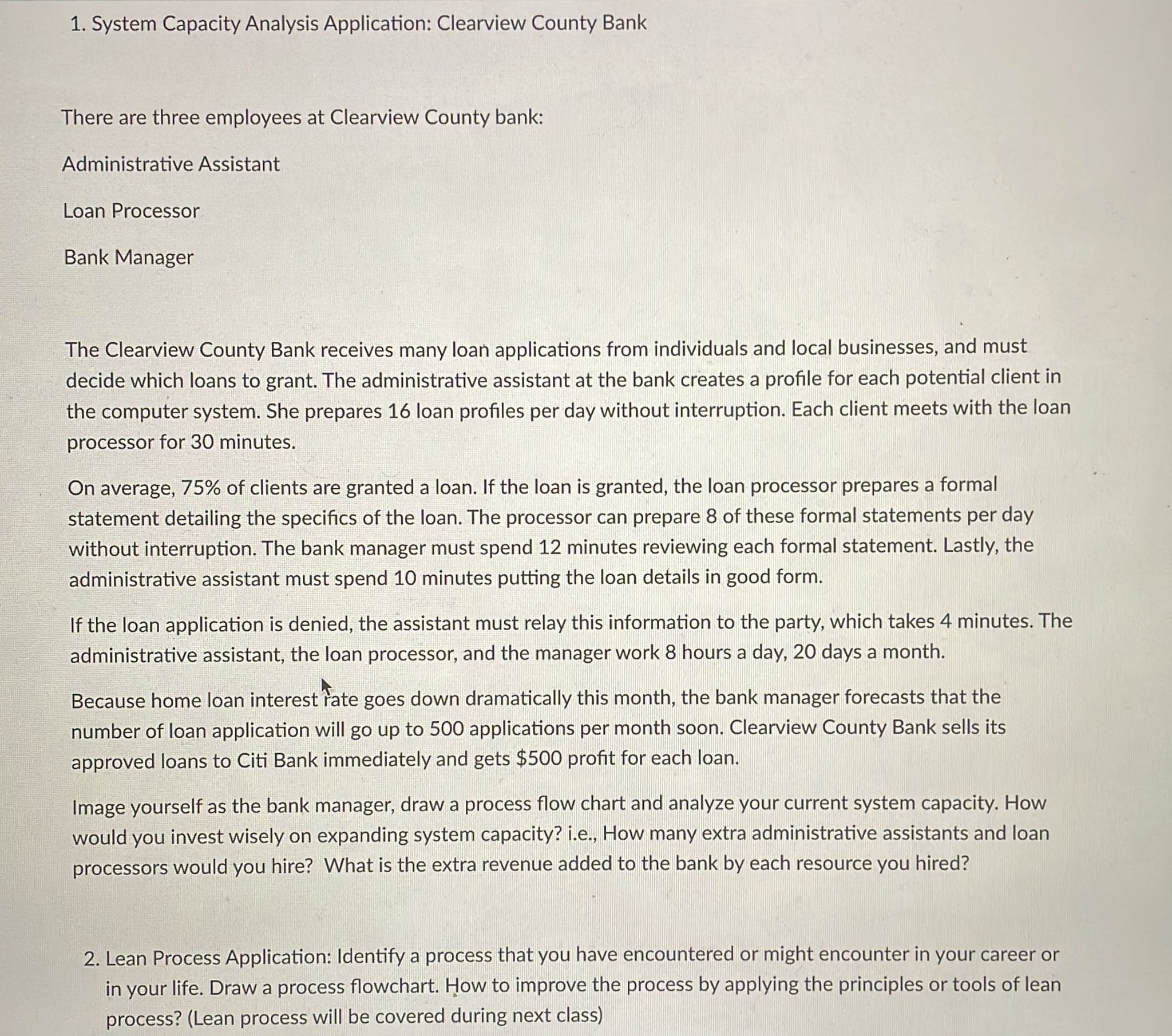 Solved System Capacity Analysis Application: Clearview | Chegg.com