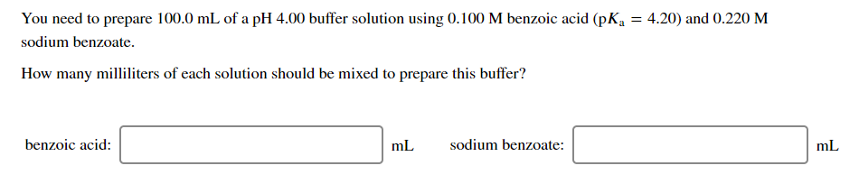 Solved You need to prepare 100.0 mL of a pH 4.00 buffer | Chegg.com