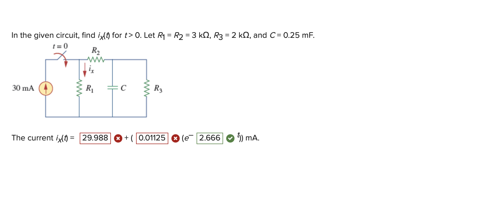 Solved In the given circuit, find ix(t) for t>0. Let | Chegg.com