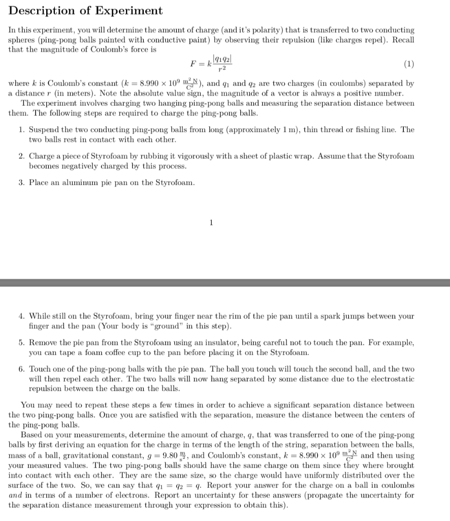 Solved Description of Experiment In this experiment, you | Chegg.com