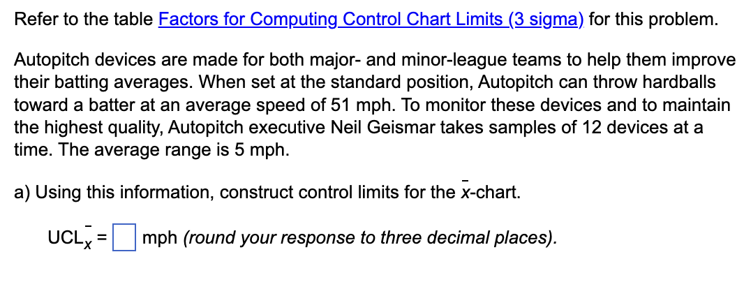 Solved Construct control limits for the x chart Construct | Chegg.com