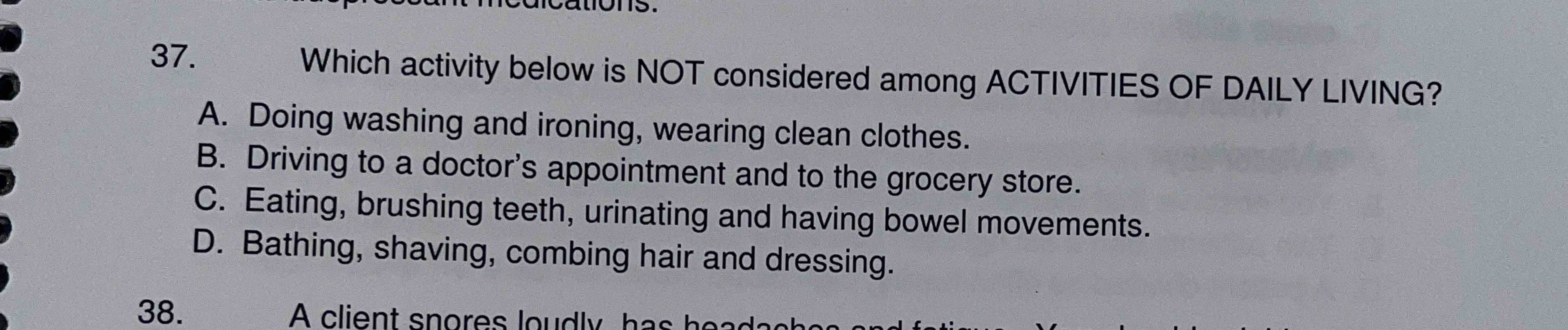 Solved Which activity below is NOT considered among | Chegg.com