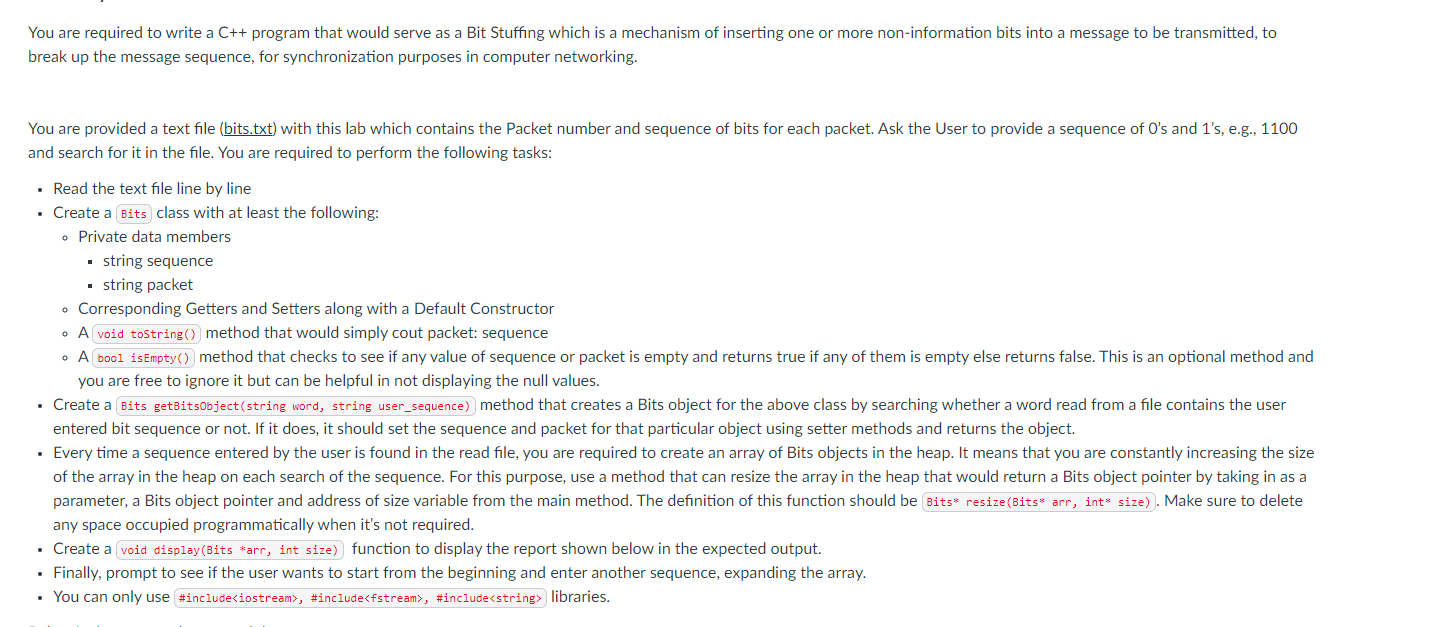 Solved You are required to write a C++ program that would | Chegg.com