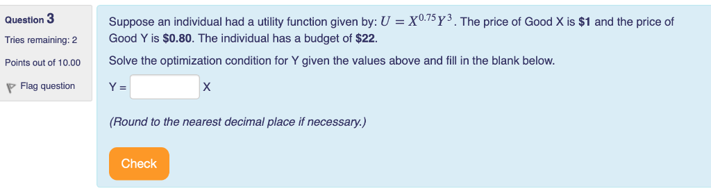 Solved Question 3 Suppose An Individual Had A Utility