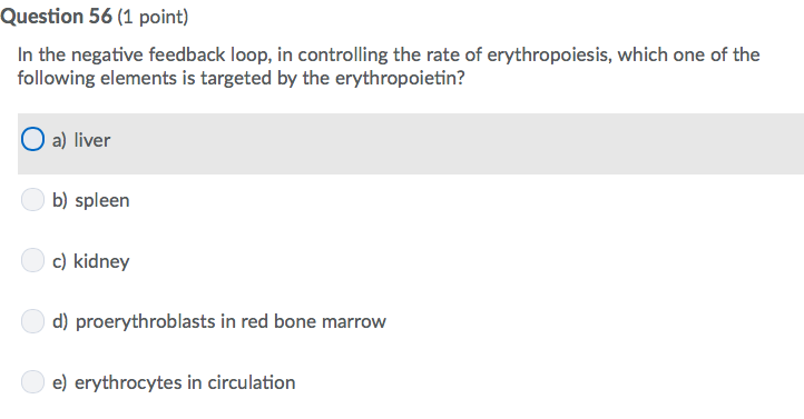 Solved Question 56 (1 point) In the negative feedback loop, | Chegg.com
