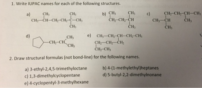 Solved 1. Write IUPAC names for each of the following | Chegg.com