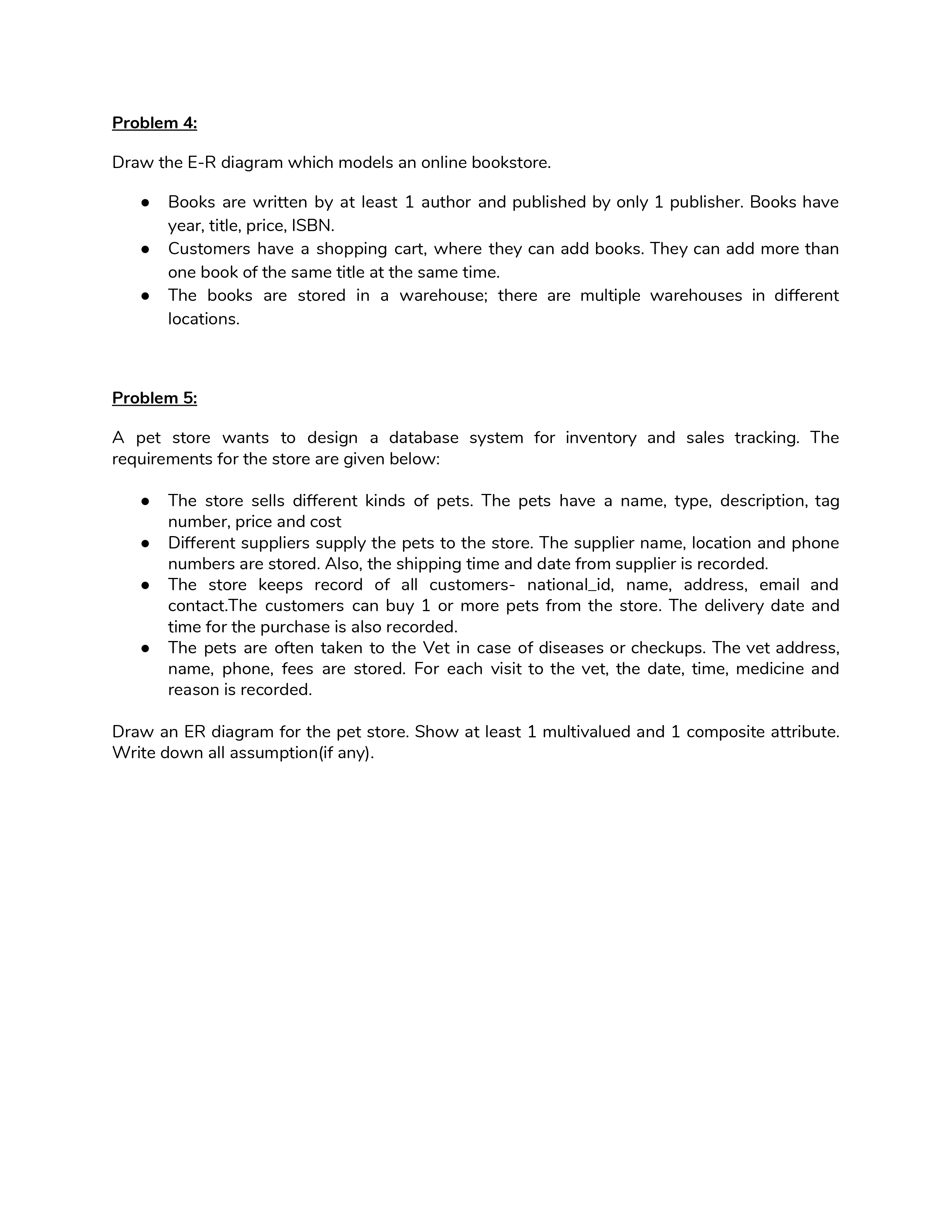 ER Diagram Practice Problem 1: Suppose you are given | Chegg.com