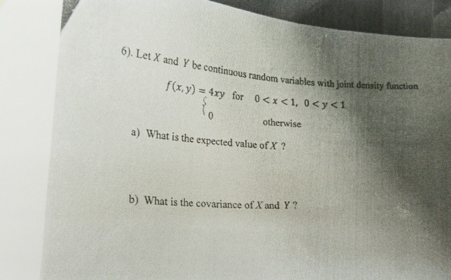 Solved 6). Let X and Y be continuous us random variables | Chegg.com