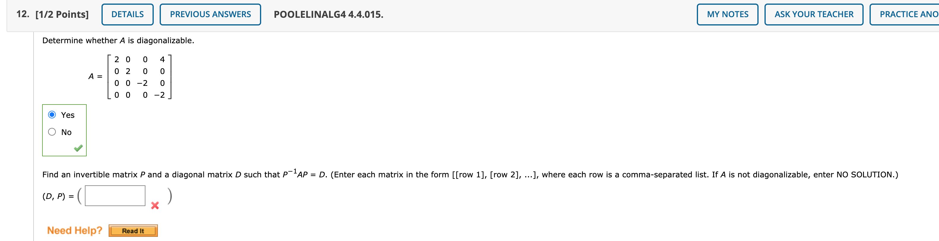 Solved 8. [1/2 Points] DETAILS PREVIOUS ANSWERS POOLELINALG4 | Chegg.com