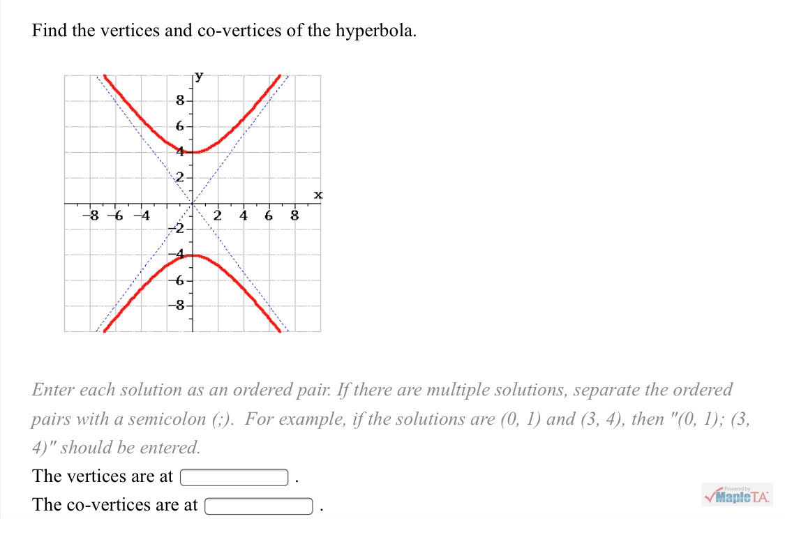 Solved Find the vertices and co-vertices of the hyperbola. Y | Chegg.com