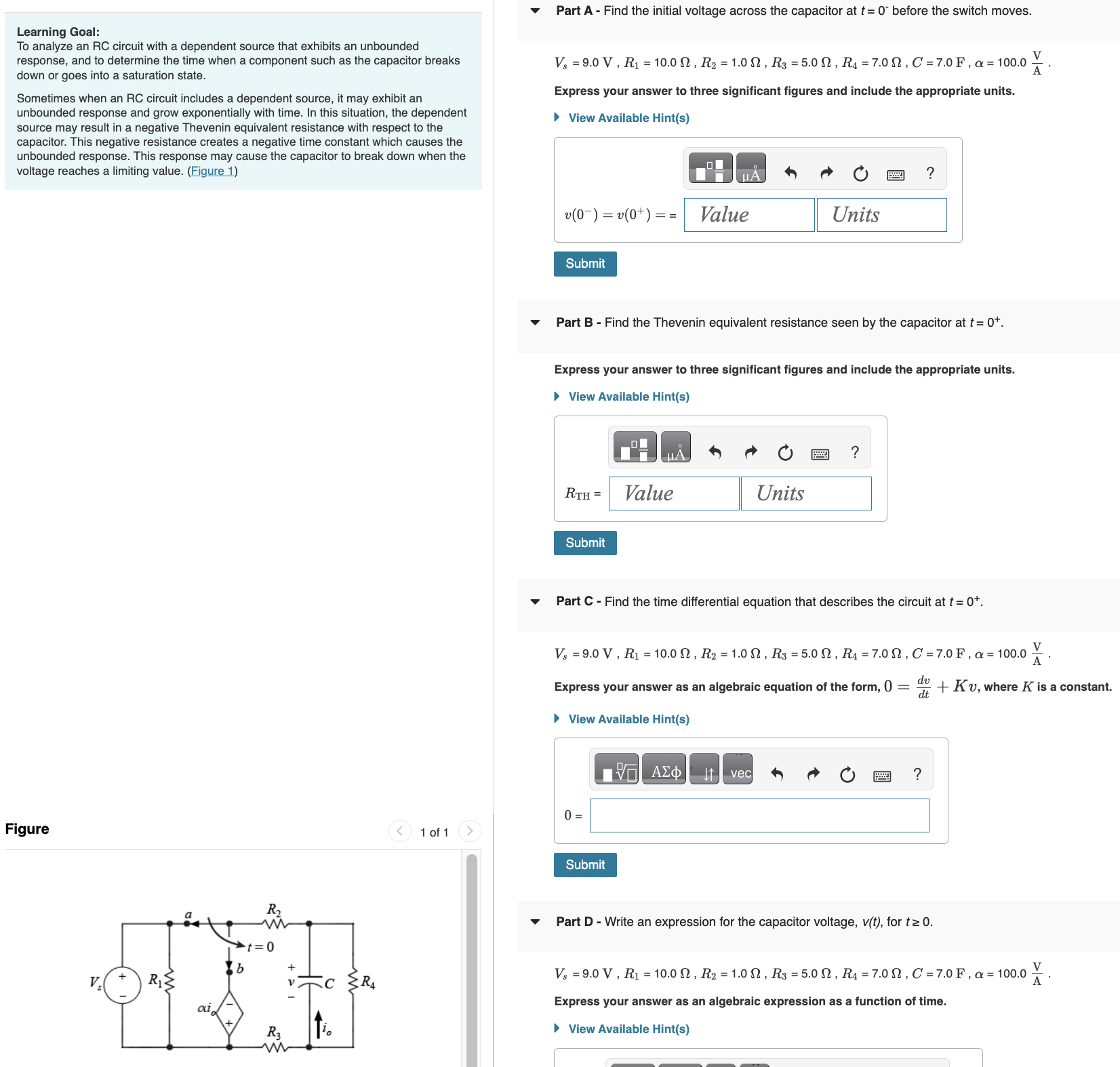 Solved Learning Goal: To analyze an RC circuit with a | Chegg.com
