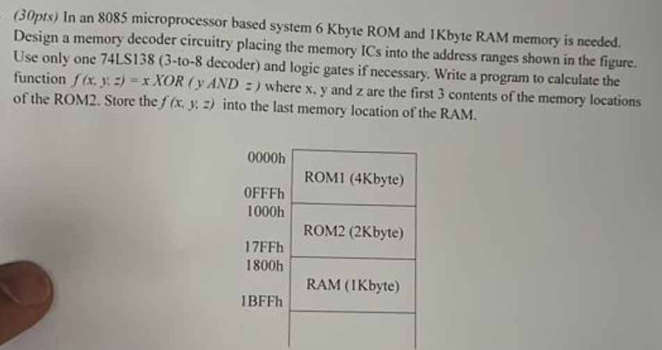 Solved (30pts) In an 8085 microprocessor based system 6 | Chegg.com