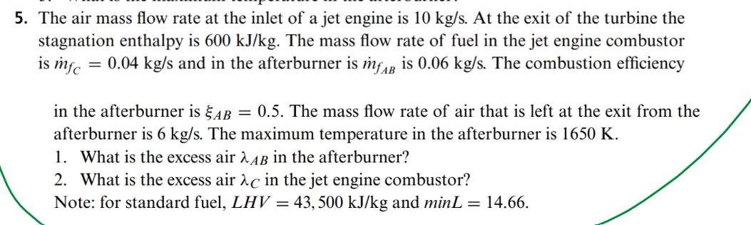 Solved The air mass flow rate at the inlet of a jet engine | Chegg.com