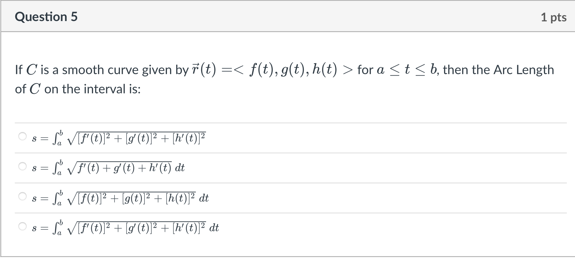 Solved Question 5 1 pts If C' is a smooth curve given by | Chegg.com