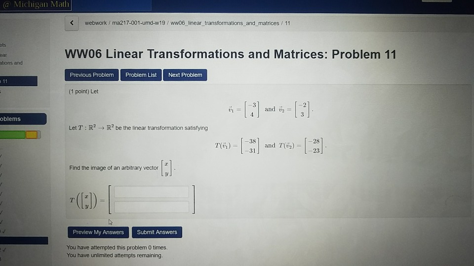 Solved webwork / ma217-001-umd-w19 / ww06 linear | Chegg.com