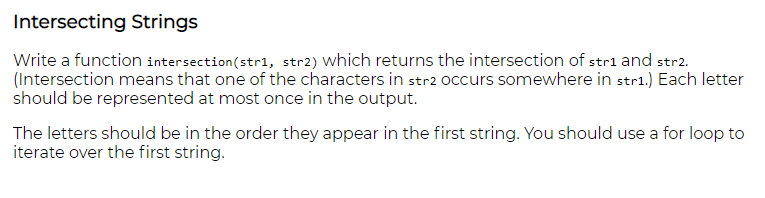Solved Intersecting Strings Write a function | Chegg.com