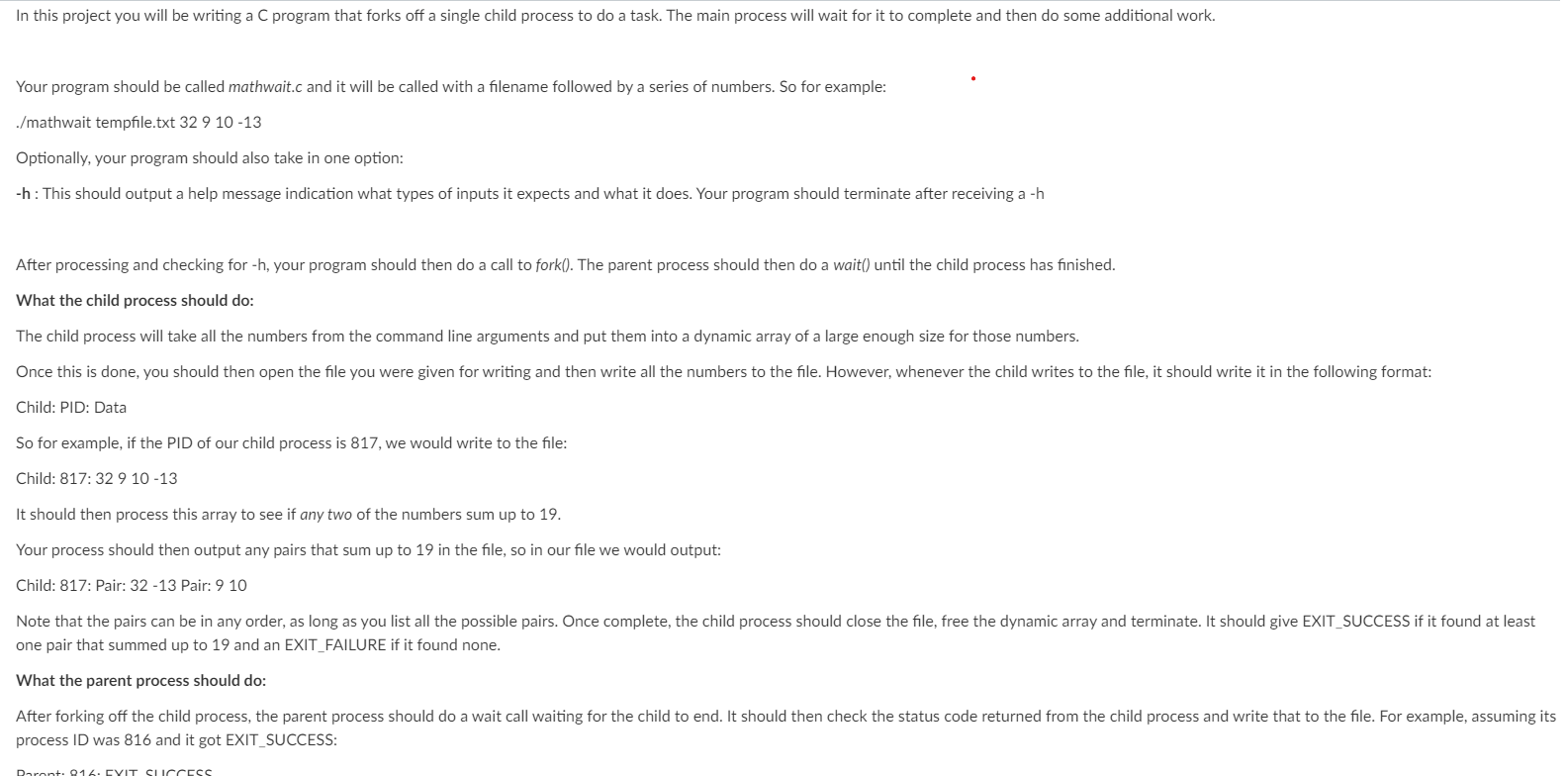 Solved In this project you will be writing a C program that | Chegg.com