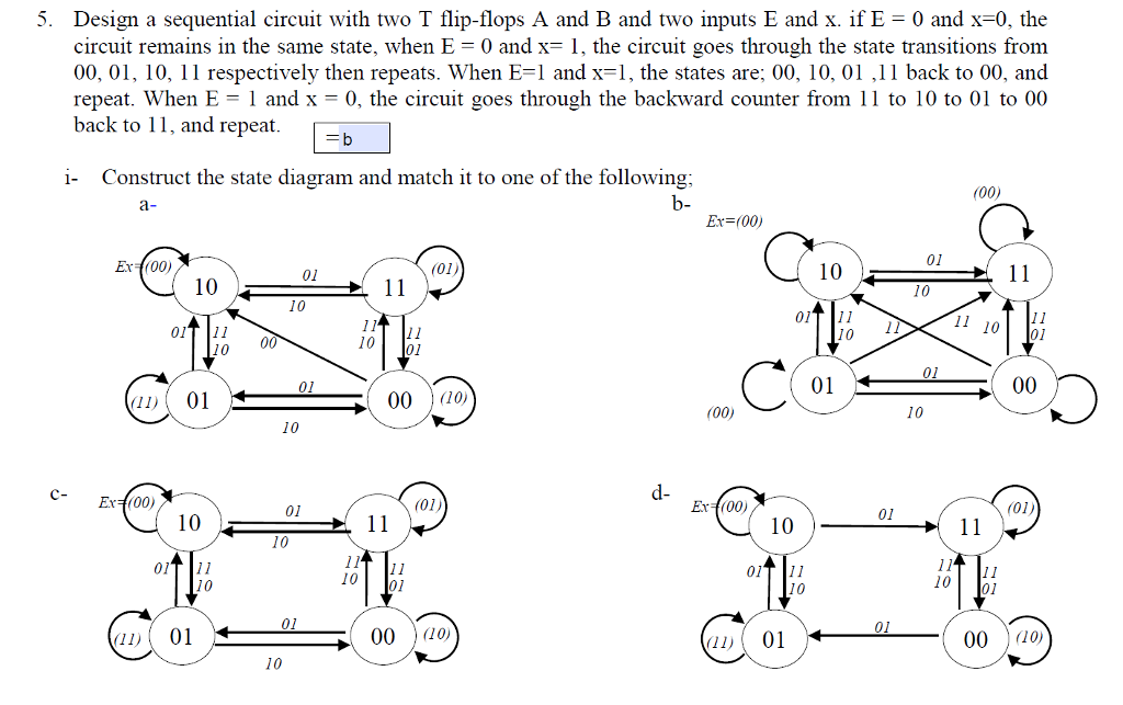Solved 5. Design a sequential circuit with two T flip-flops | Chegg.com