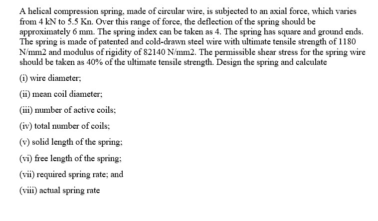 Solved A helical compression spring, made of circular wire, | Chegg.com
