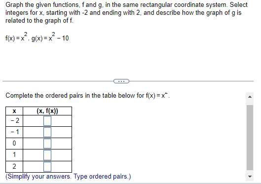 Solved Graph the given functions, f and g, in the same | Chegg.com