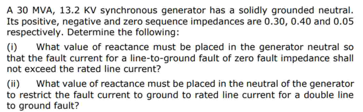 Solved A 30 ﻿MVA, 13.2 ﻿KV synchronous generator has a | Chegg.com