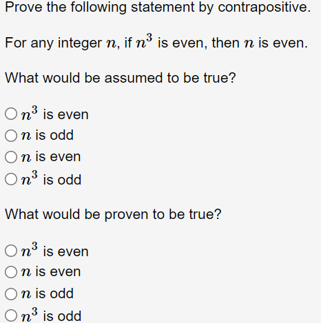 Solved Prove the following statement by contrapositive. For | Chegg.com