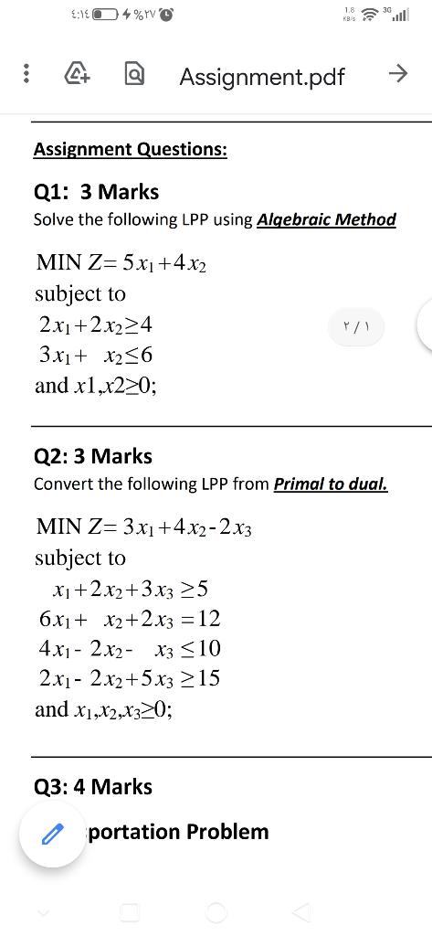 Solved 4:104 % Assignment.pdf Assignment Questions: Q1: 3 | Chegg.com