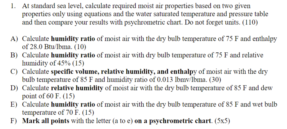 Solved At standard sea level, calculate required moist air | Chegg.com
