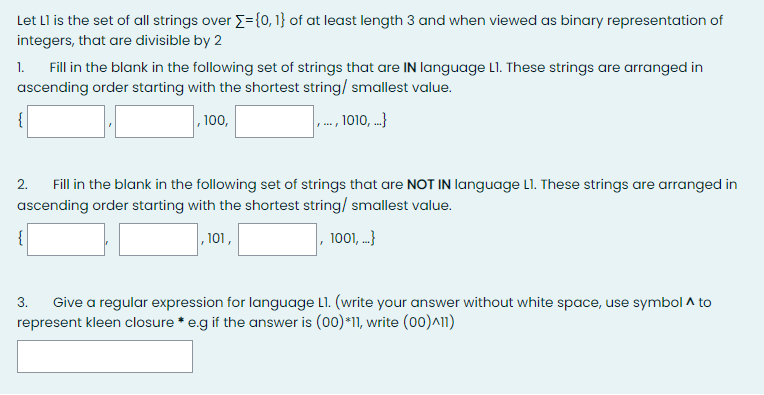 Solved Let Ll is the set of all strings over {={0,1} of at | Chegg.com