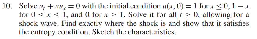 Solved Solve ut+uux=0 with the initial condition u(x,0)=1 | Chegg.com