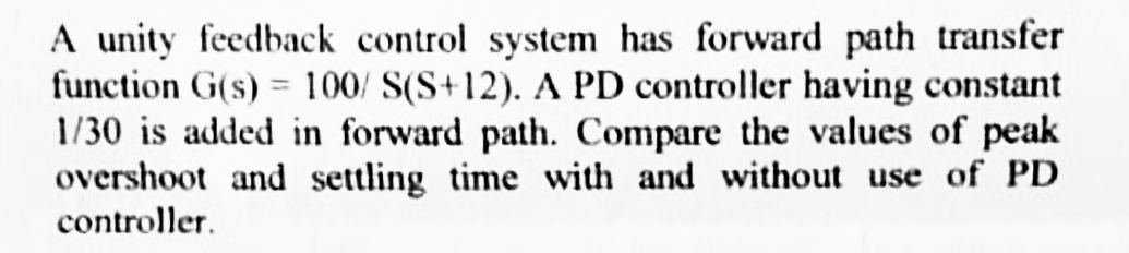 A unity feedback control system has forward path | Chegg.com