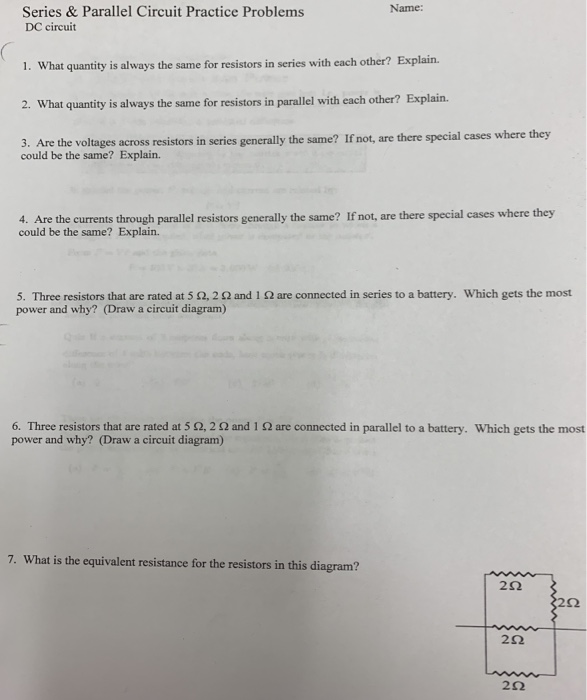 Solved Name: Series & Parallel Circuit Practice Problems DC | Chegg.com
