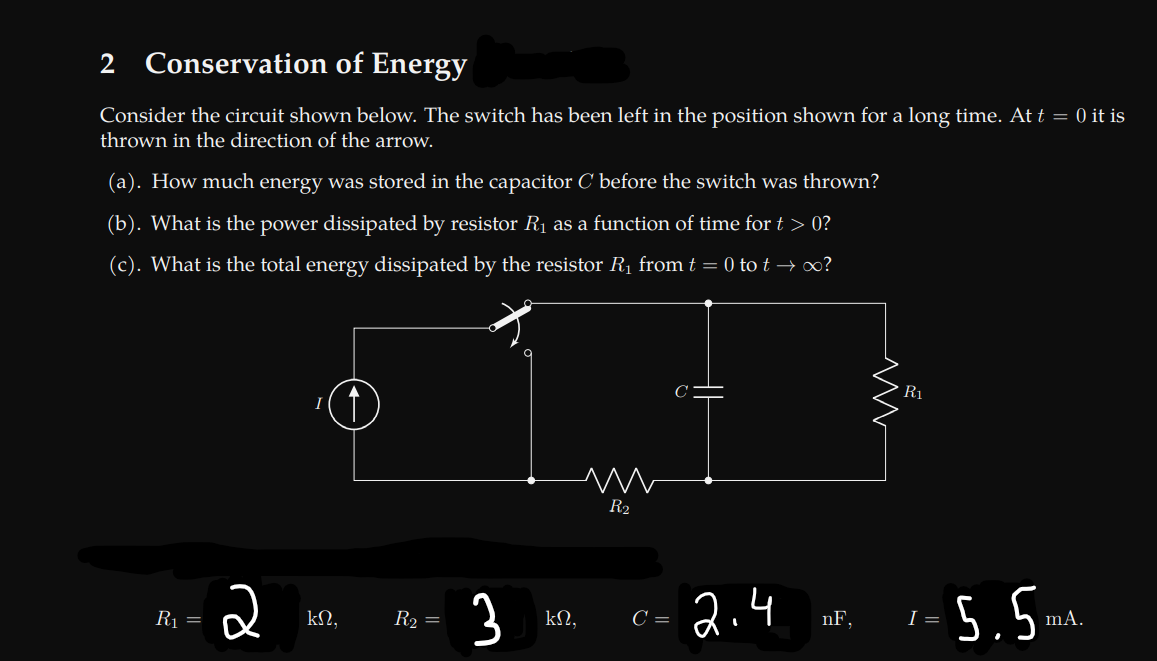 Solved 2 Conservation of Energy Consider the circuit shown | Chegg.com