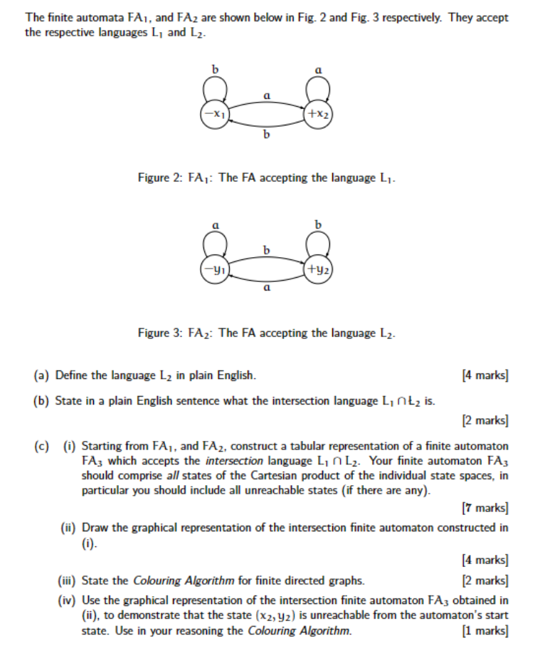 Solved The finite automata FA1, and FA2 are shown below in | Chegg.com